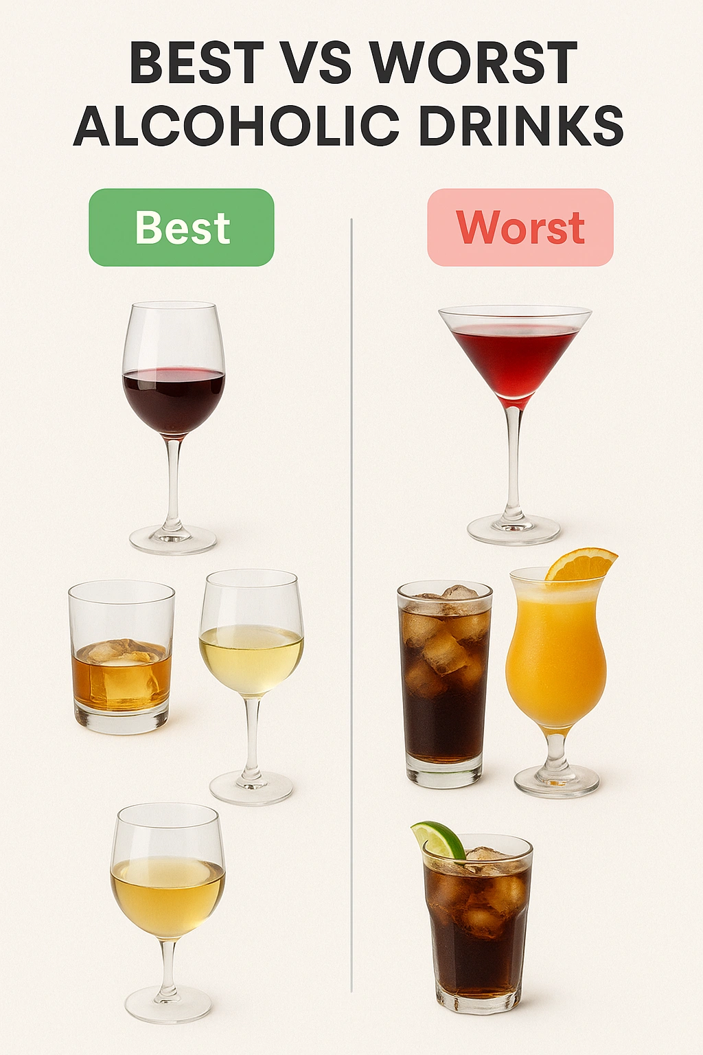 Best vs Worst Alcoholic Drinks - Dietary Craft